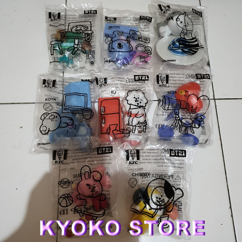 Jual Mainan KFC Chaki Kids Meal BT21 Figure Complete Set | Shopee Indonesia
