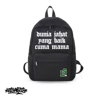 Jual Tas Ransel Pria '' Dunia Jahat Yang Baik Cuma Mama '' Free Sticker ...