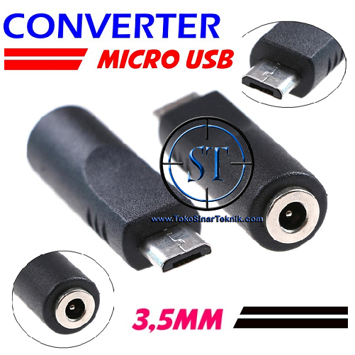 Jual Adapter Converter Micro USB 5 Pin Male to Jack DC Power Plug 3.5mm ...