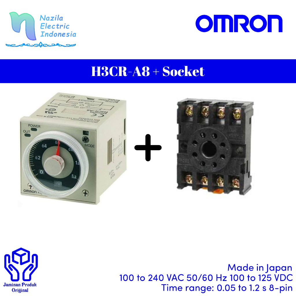 Jual Omron Timer Analog H3CR-A8 100-240V H3CRA8 + Socket | Shopee Indonesia