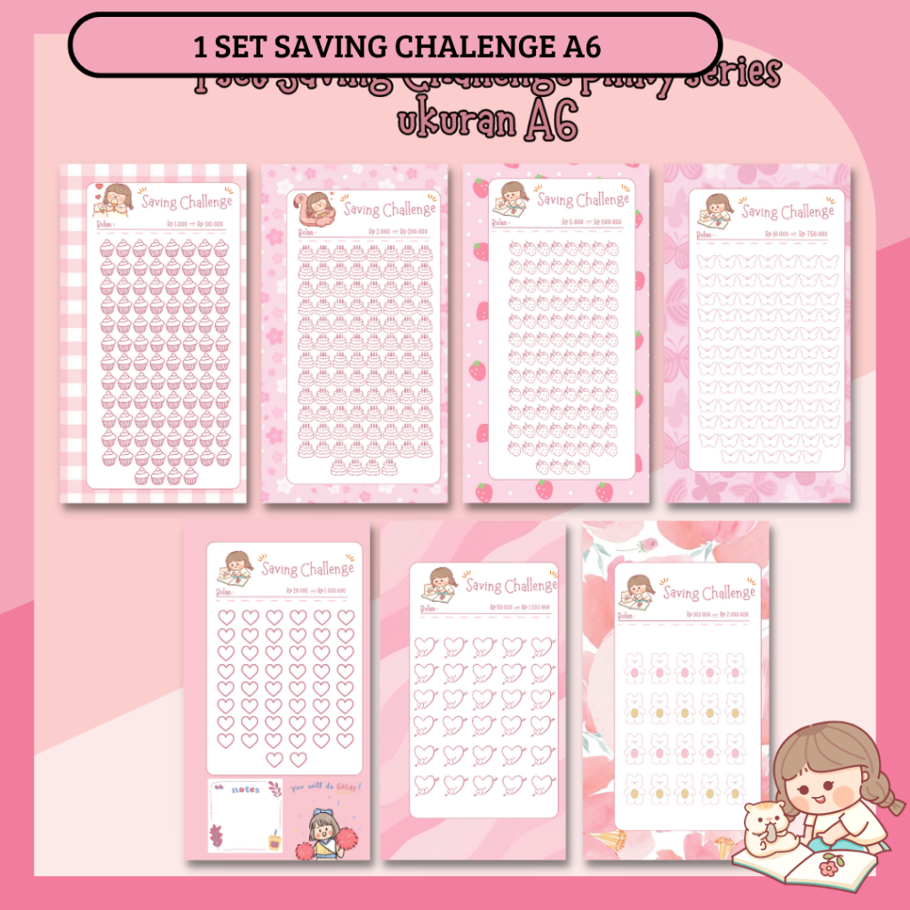 Jual (1 SET) SAVING CHALLENGE UKURAN BINDER A6 ISI BINDER SAVING CHALLENGE KEUANGAN PINTAR ...