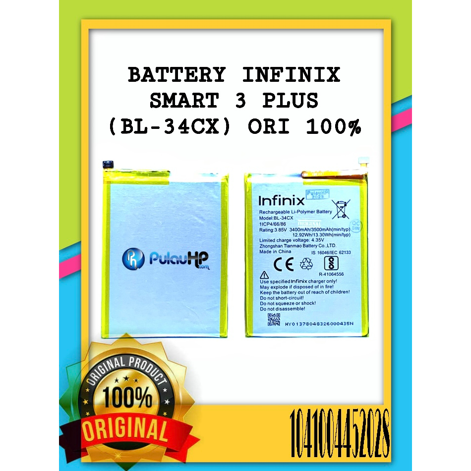 Jual BATTERY INFINIX SMART 3 PLUS (BL-34CX) ORI 100% | Shopee Indonesia