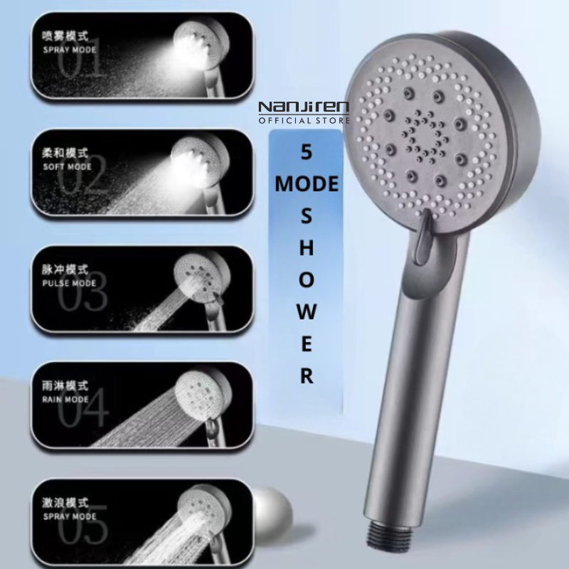 Jual Nanjiren Kepala Shower Set Shower Mandi dengan 5 Mode Air Head Shower Handheld / Head ...