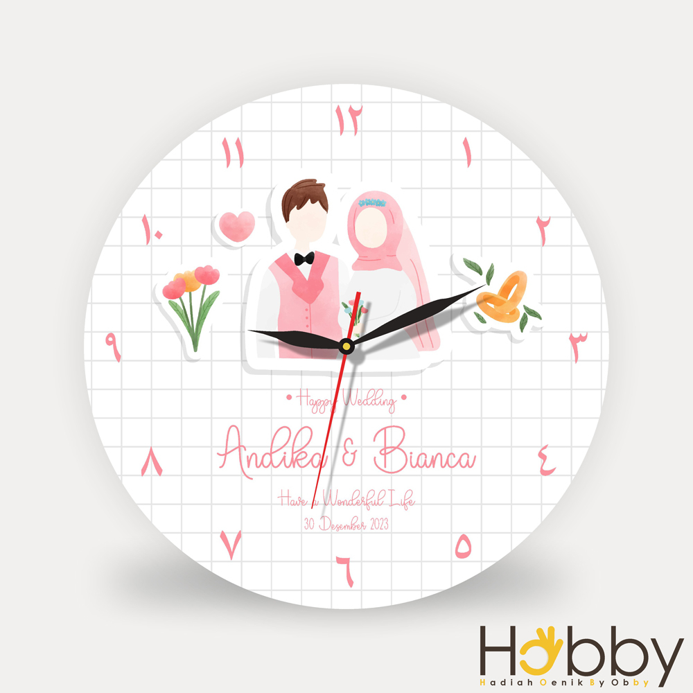 Jual JAM DINDING CUSTOM NAMA TULISAN HADIAH PERNIKAHAN UNIK KADO ...