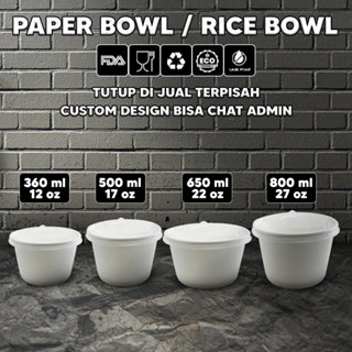 Jual PAPER BOWL - MANGKOK KERTAS SEMUA UKURAN DENGAN TUTUP - PAPER RICE ...