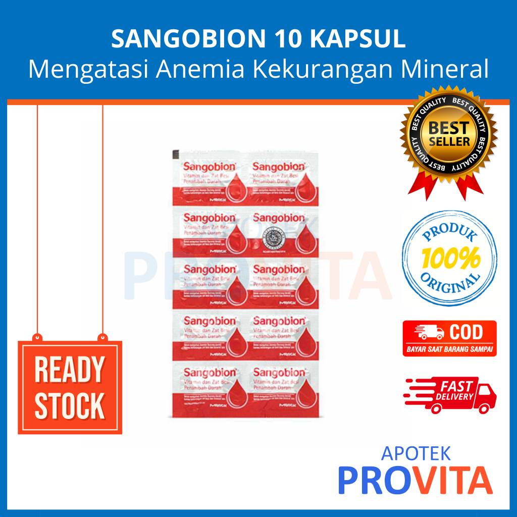 Jual SANGOBION STRIP ISI 10 KAPSUL - Suplemen Anemia, Kurang Darah, Zat ...