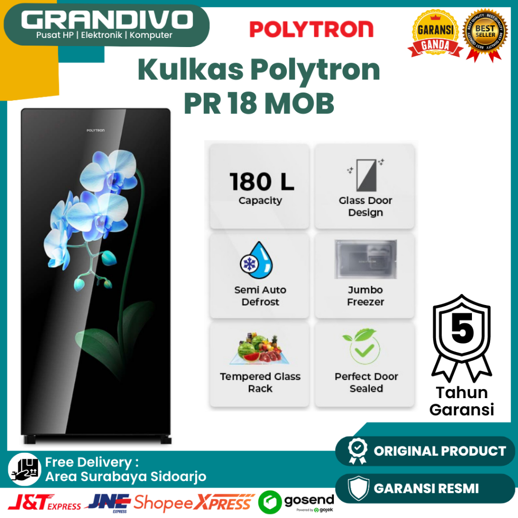 Jual Kulkas Polytron 180 Liter PR 18MOB Lemari Es Polytron BARU Garansi ...