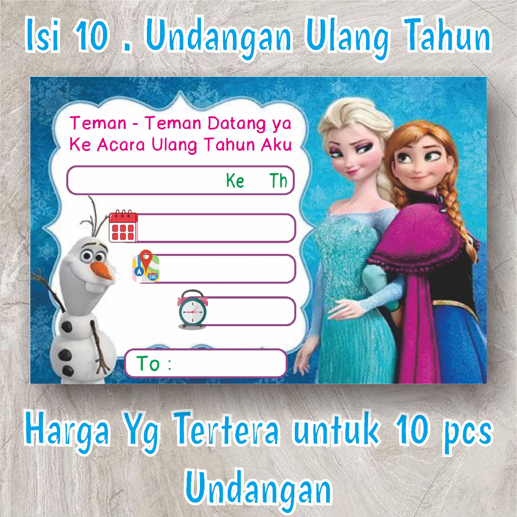 Jual Kartu Undangan Ulang Tahun Elsa Frozen 8x7cm | Shopee Indonesia
