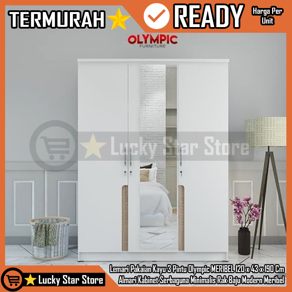 Jual [Instan] Lemari Pakaian Kayu 3 Pintu Olympic LITE MERIBEL Baju ...