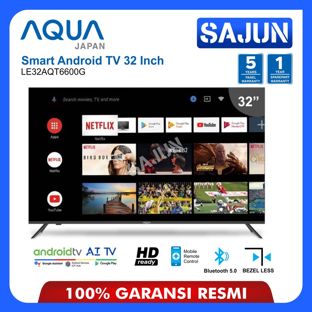 Jual AQUA 32 INCH Smart Android Tv LED LE32AQT6600G | Shopee Indonesia