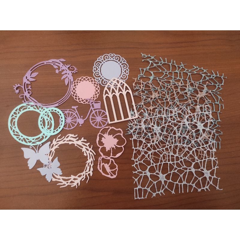Jual 1 set isi 15 dies cut dan tile paper mesh Pastel series/die cut ...