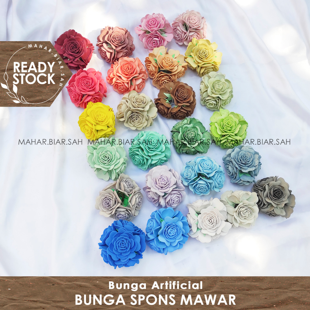 Jual RS ± 4,5 cm Bunga SPONS MAWAR LARGE / Artificial / Dekorasi ...