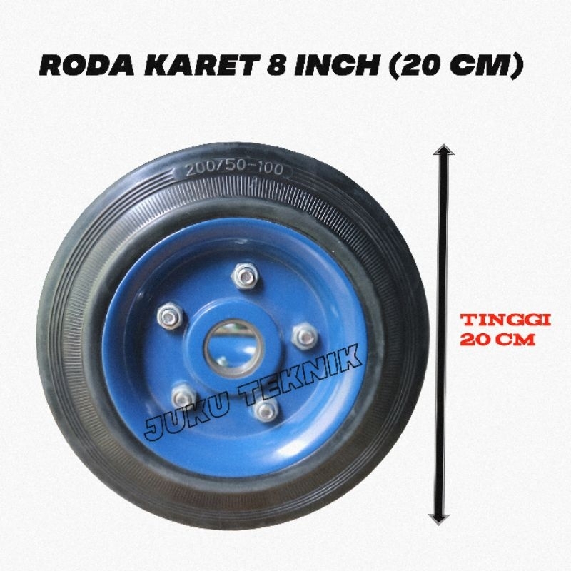 Jual Roda Lori 8 inch/Roda Troli/Roda Gerobak/Roda meja/Roda Karet/Roda ...