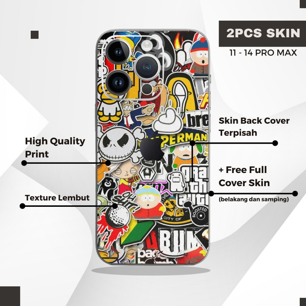 Jual Back Cover Skin iPhone Sticker Bomb - iPhone 11 12 13 14 Plus Pro ...