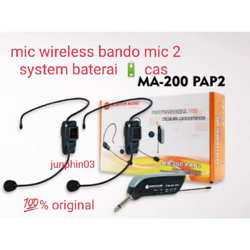 Jual Mic bando/headset wireless monitor audio MA-200 PAP 2 bando ...