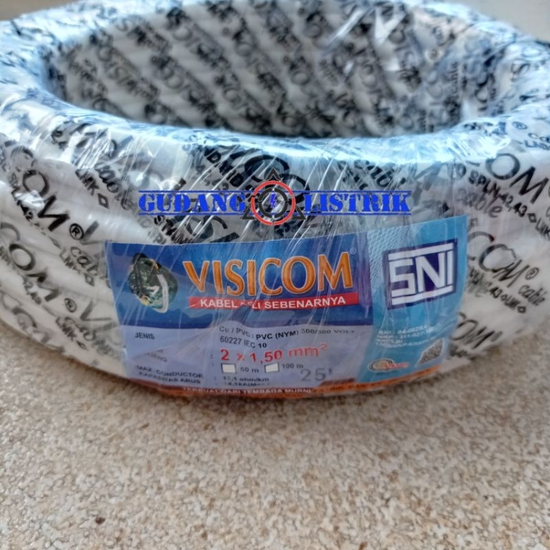 Jual Kabel Listrik Standar PLN NYM 2x1.5 VISICOM 25 Meter Full | Shopee Indonesia