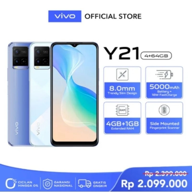Jual VIVO Y21 - Ram 4GB+1GB Extended | Shopee Indonesia