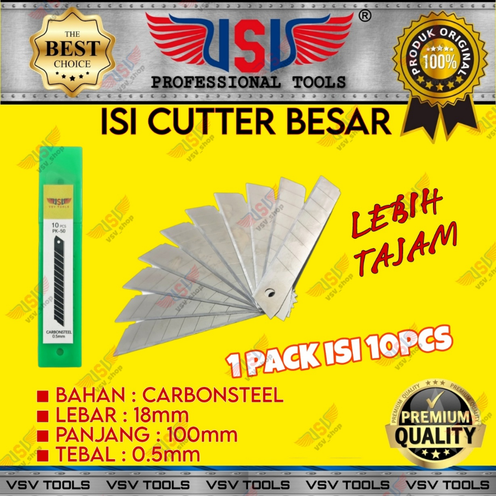 Jual Isi Cutter Besar 18mm Refill Cutter Tebal 0.5mm isi 10pcs | Shopee ...