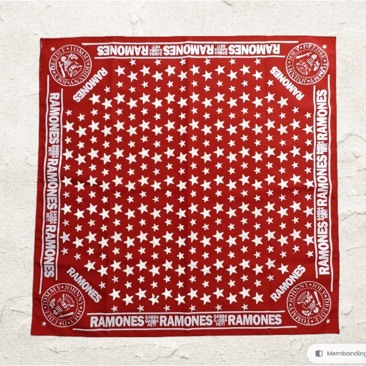 Jual Bandana Slayer Multiguna Motif Ramones TJD Merah Uk50 Cm | Shopee ...