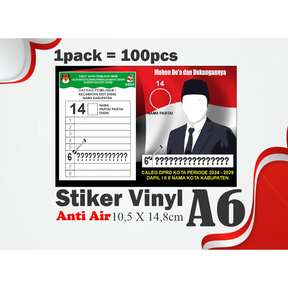 Jual Stiker Vinyl Promosi Caleg Pemilu Pilpres 2024 ( free desain ...