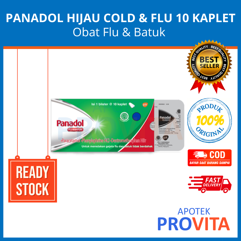 Jual PANADOL HIJAU COLD & FLU 10 KAPLET - Obat Flu & Batuk | Shopee ...