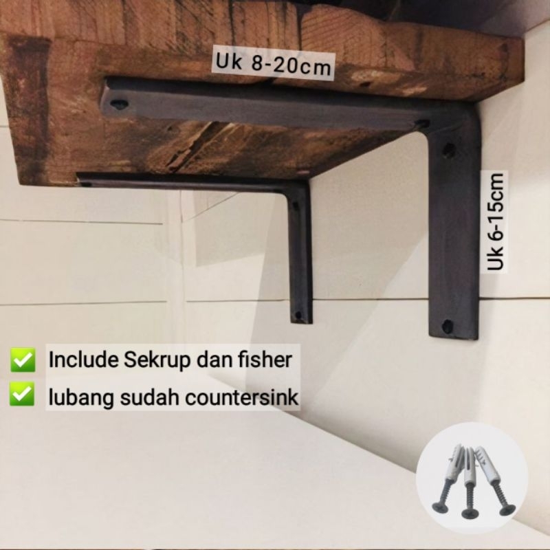 Jual Bracket Siku Besi Penyangga Ambalan Rak Dinding | Shopee Indonesia