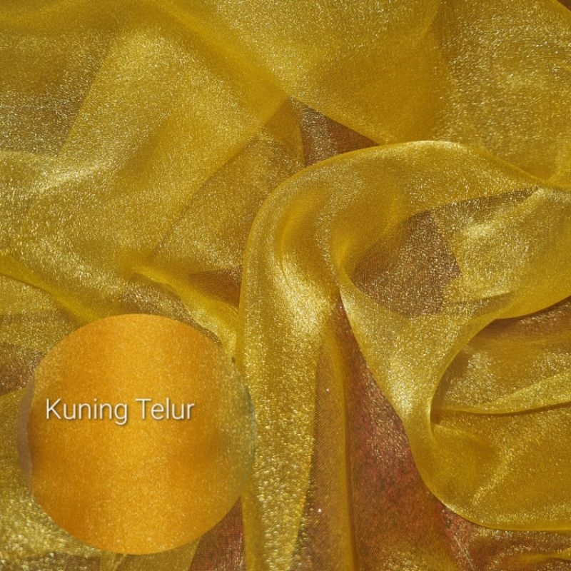 Jual kain organza pasir/crinkle metalik/sparle gliter/organza crystal ...