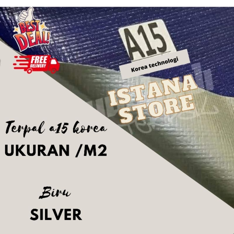 Jual terpal a15 warna biru silver harga per meter persegi 1meter x ...