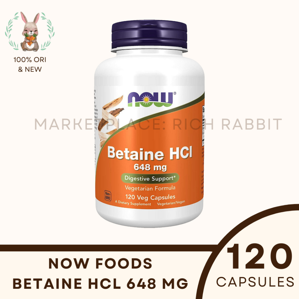 Jual Now Foods Betaine HCL 648 mg Enzim Pencernaan Maag Gerd 120 Caps ...