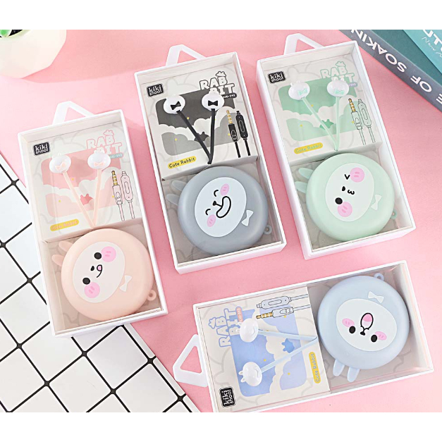 Jual [KIKI-393] Set Headset Earphone Kartun RABBIT Bulat / Wadah ...