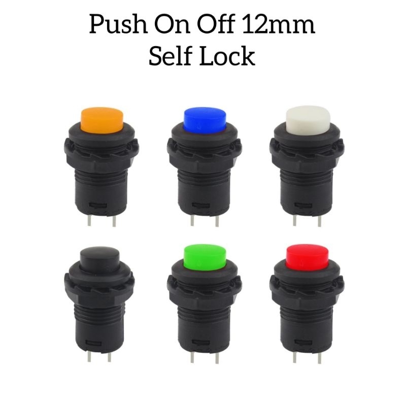 Jual Tombol Tekan Saklar Switch Push On Off Self Lock 12mm Plastik | Shopee Indonesia