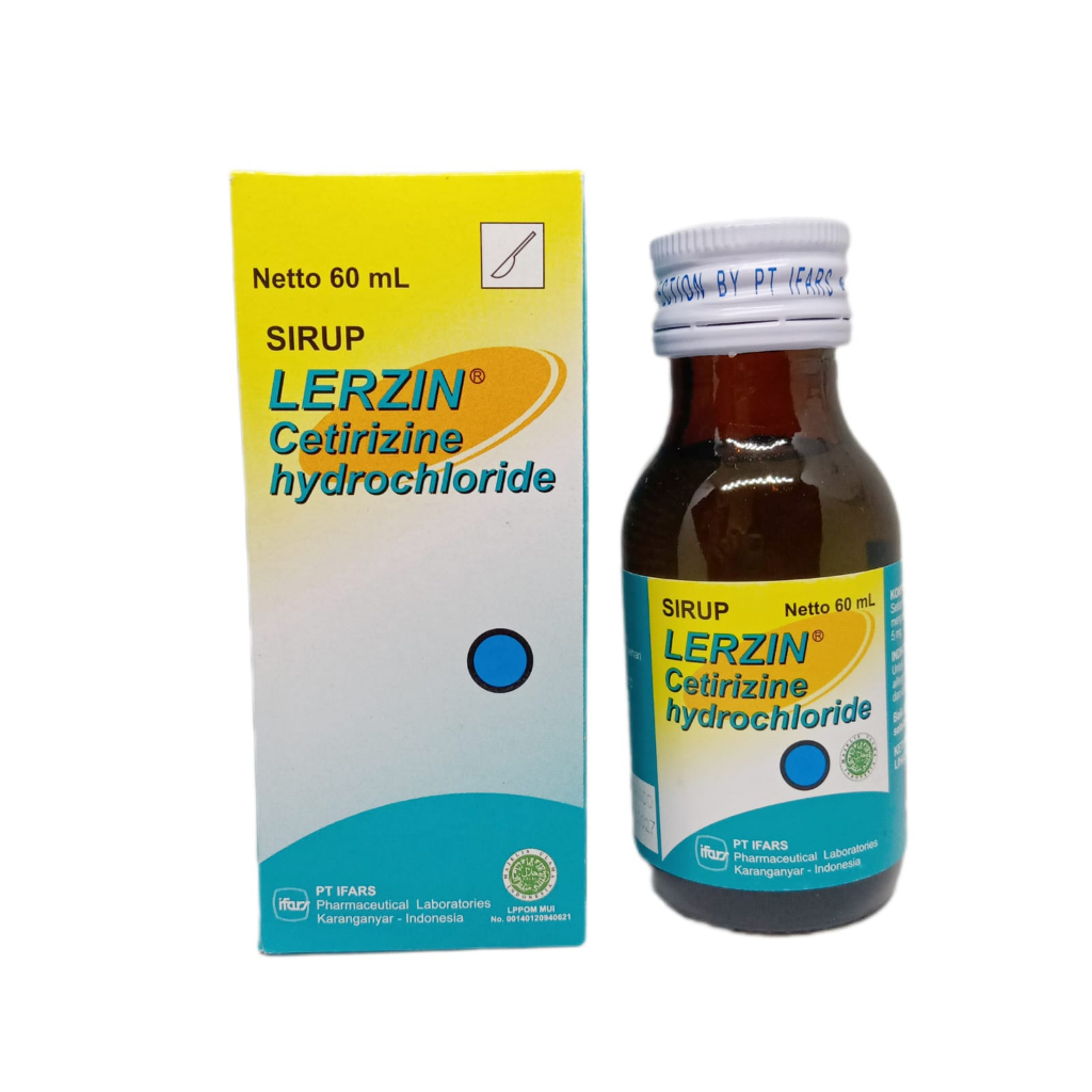 Jual Lerzin ( Cetirizine Hydrochloride ) 5 mg/ 5 ml Sirup 60 ml/ Untuk mengobati rinitis menahun ...