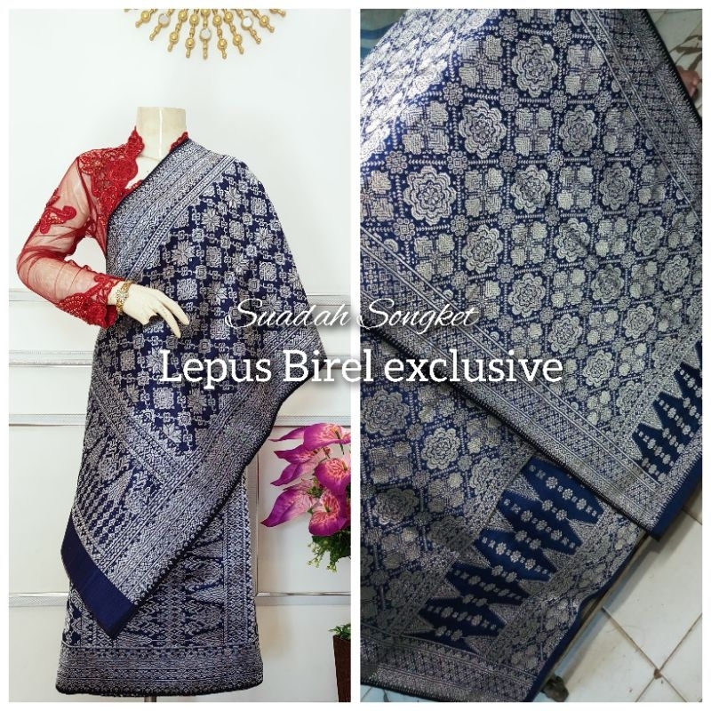 Jual SONGKET PALEMBANG MOTIF LEPUS HALUS BIRU SILVER PREMIUM | Shopee Indonesia