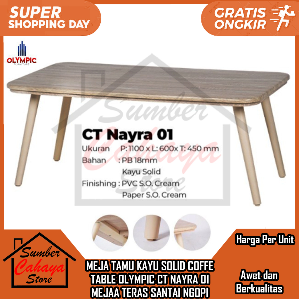 Jual [Instan] MEJA TAMU KAYU SOLID COFFE TABLE OLYMPIC CT NAYRA 01 ...