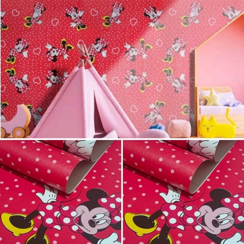 Jual Wallpaper Sticker Dinding Karakter Mickey Mouse Merah Cocok Untuk ...