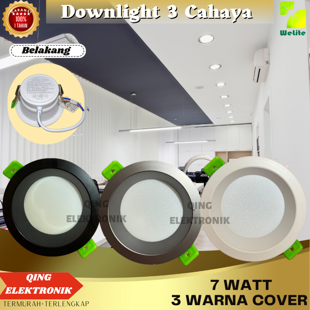 Jual Lampu 3 Warna Lampu Plafon LED 3 Cahaya Dalam 1 Lampu 7 Watt ...