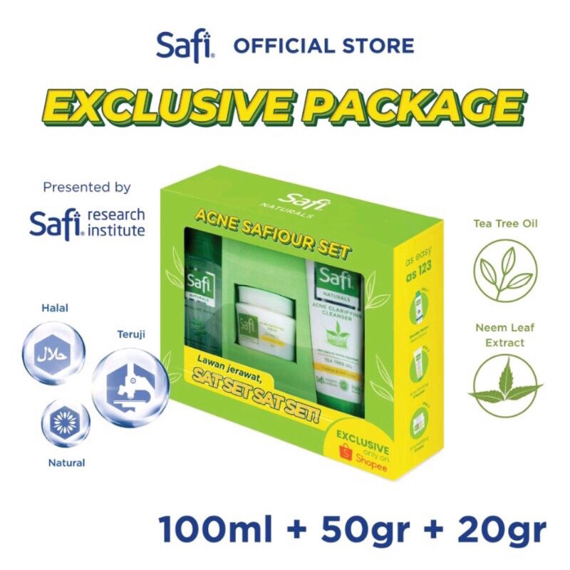 Jual PROMO !! SAFI SAT SET BOX 3 in 1, paket kulit berjerawat lengkap | Shopee Indonesia