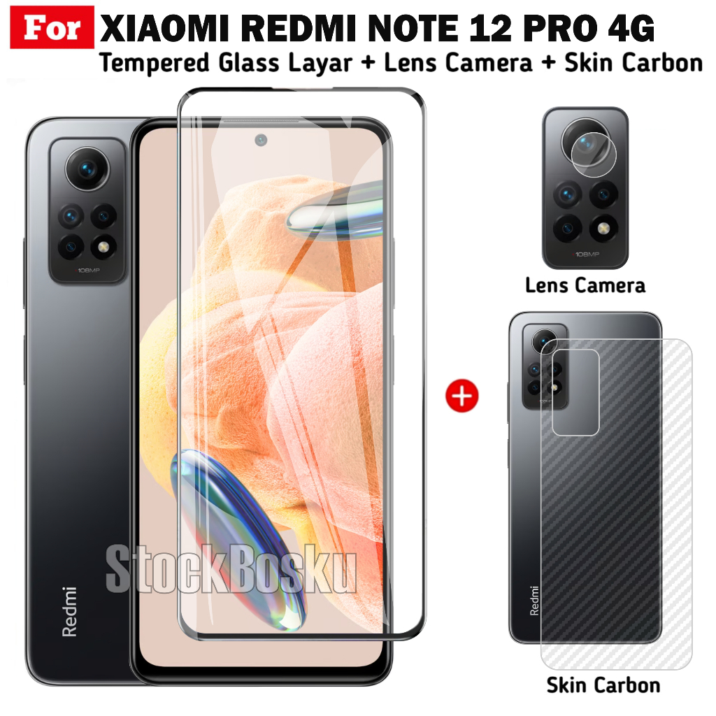 Jual Paket 3in1 Tempered Glass Xiaomi Redmi Note 12 Pro 4G Anti Gores ...