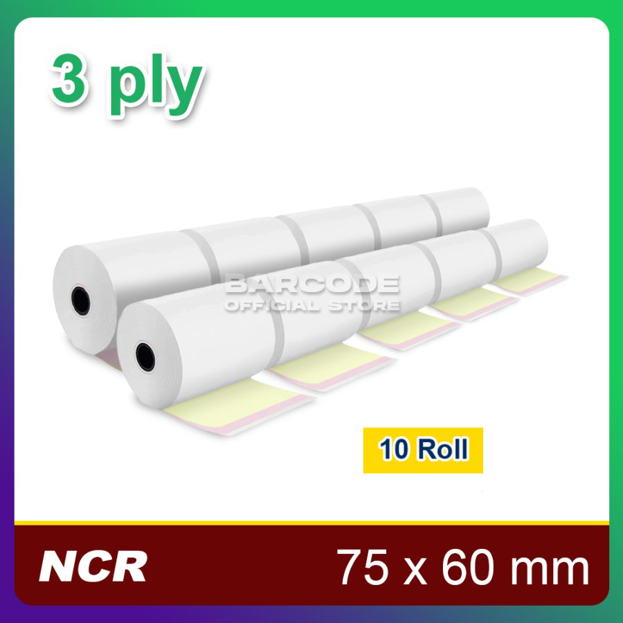 Jual Kertas Struk HVS 3PLY 75x60 Printer Kasir Dot Matrix 75x60mm 1 ...