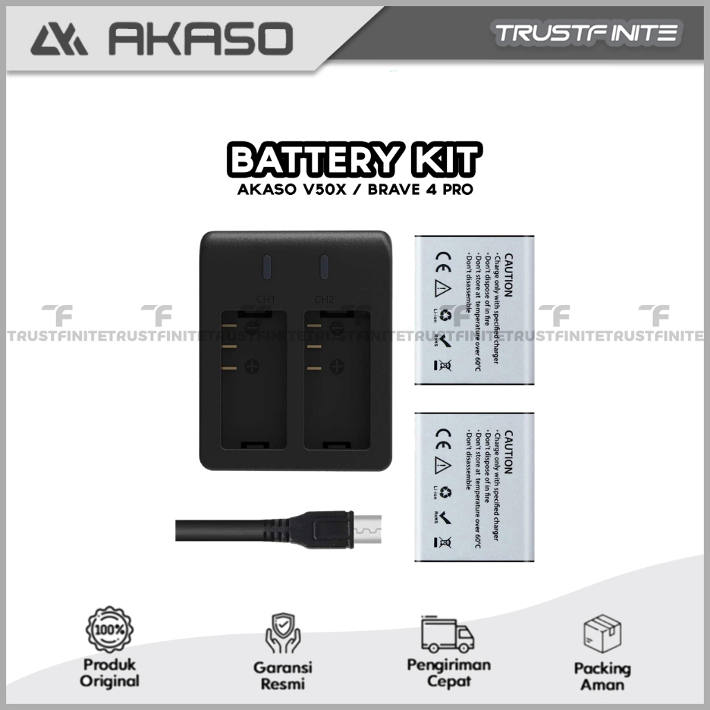 Jual Akaso Battery Kit V50X / Brave 4 Pro / Brave 6 Plus / Baterai ...