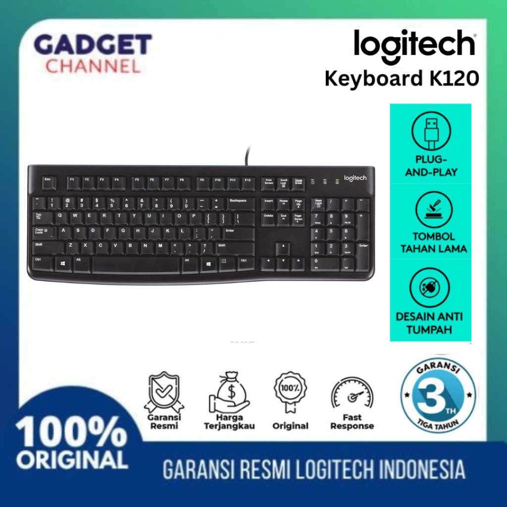 Jual Keyboard Logitech K120 Kabel USB - Garansi Resmi 3 Tahun | Shopee ...