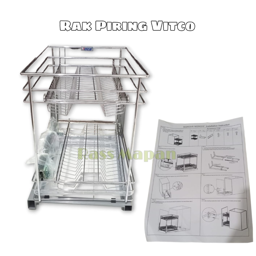 Jual Rak Piring 2 Susun Lemari Tarik Dapur Dalam VITCO-WELL-TWIN ...