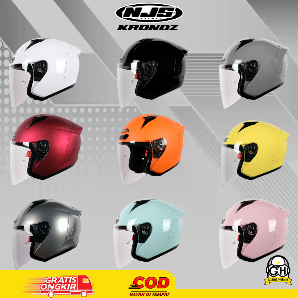 Jual HELM NJS KRONOZ SOLID HALF FACE HELMET ORIGINAL | Shopee Indonesia