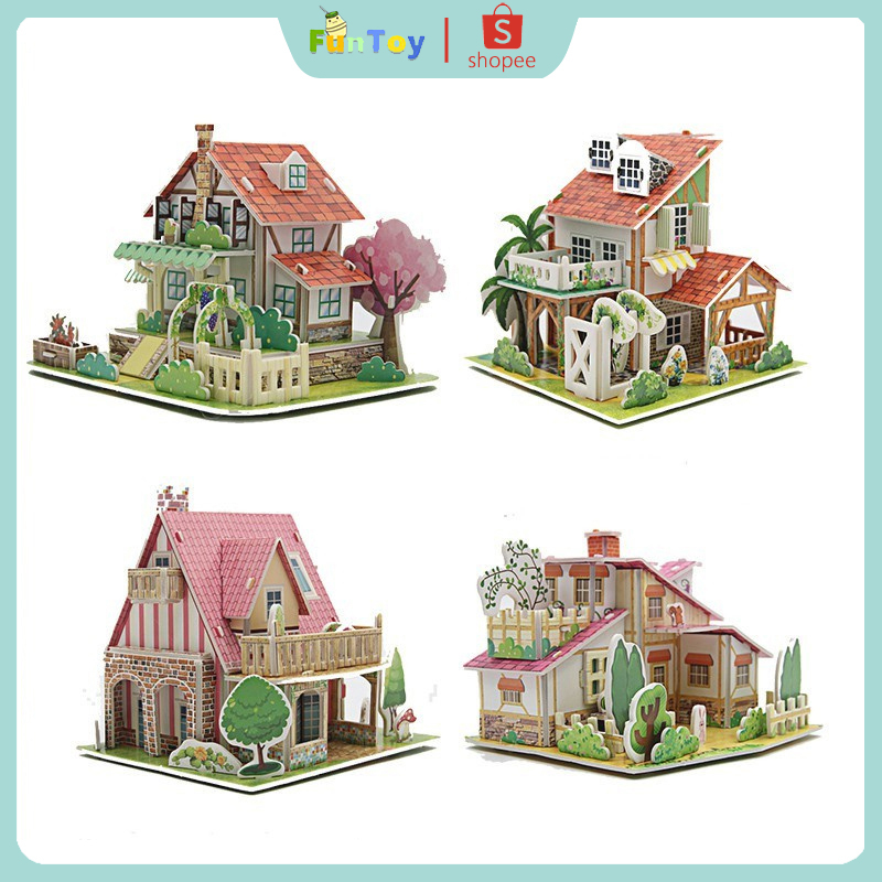 Jual FUNTOY DIY Mainan Puzzle 3D Paper HOUSE Maina Puzzle Edukasi ...