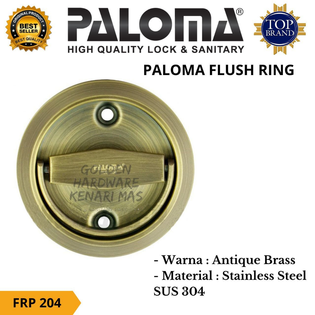 Jual PALOMA FLUSH RING FRP 204 HANDLE PINTU BULAT TARIK ANTIK BRASS ...