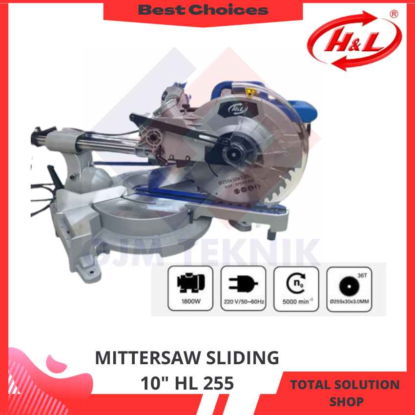 Jual Mesin Gergaji Alumunium 10" H&L HL 255 Miter Saw Sliding 10 Inch | Shopee Indonesia