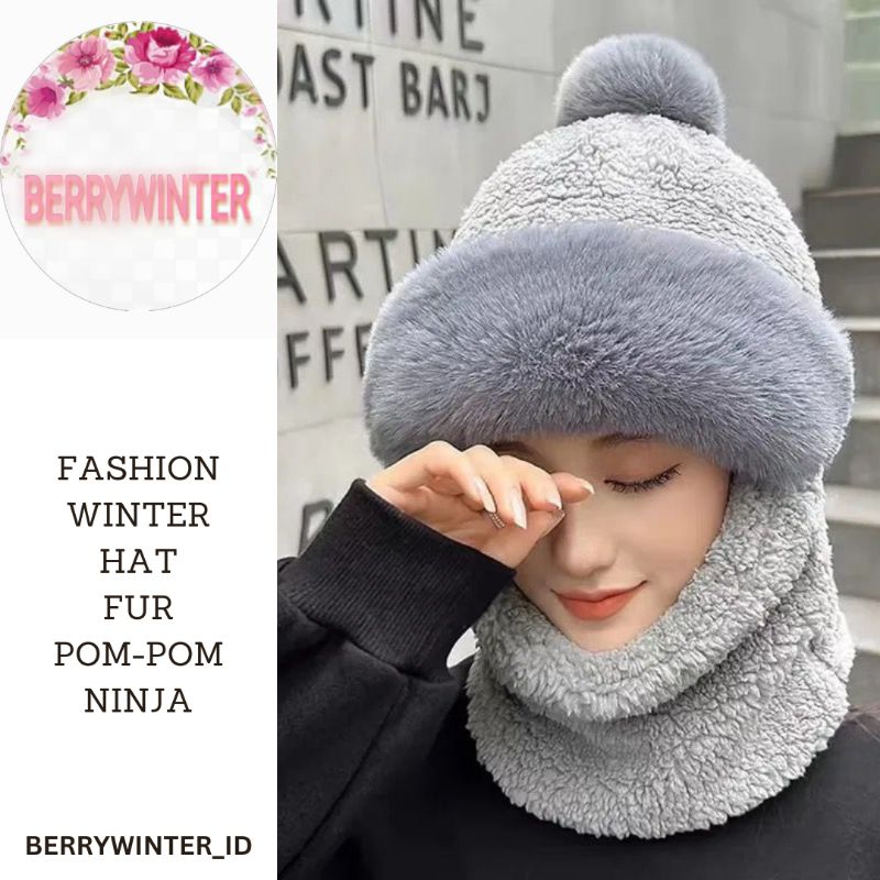 Jual Topi Kupluk Facemask Bulu Pom Pom Hat Ninja New Winter Musim ...
