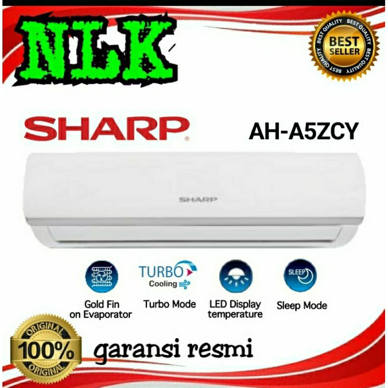Jual AC SHARP AH-A5ZCY 1/2pk TURBO COOL SERIES+ PASANG INSTALASI FREON R32 0,5PK GARANSI 10TH ...