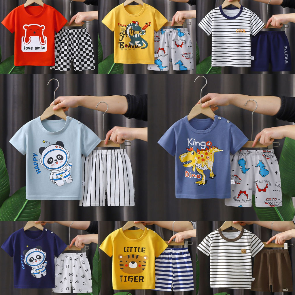 Jual Baju Setelan Anak Cowok-Cewek Lengan Pendek Import 0 - 6 Tahun Bisa COD | Shopee Indonesia