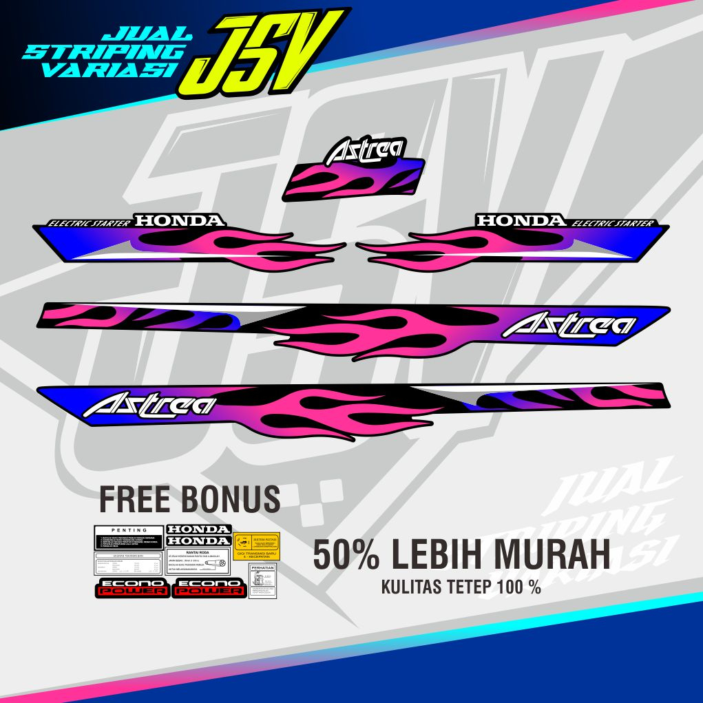 Jual Striping Astrea Grand Variasi FLAME Api Stiker Motor Honda Bulus ...